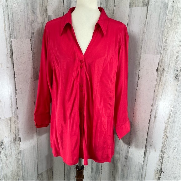 Dress Barn | Tops | Dress Barn Womens Plus Size Cherry Red Pink Button ...